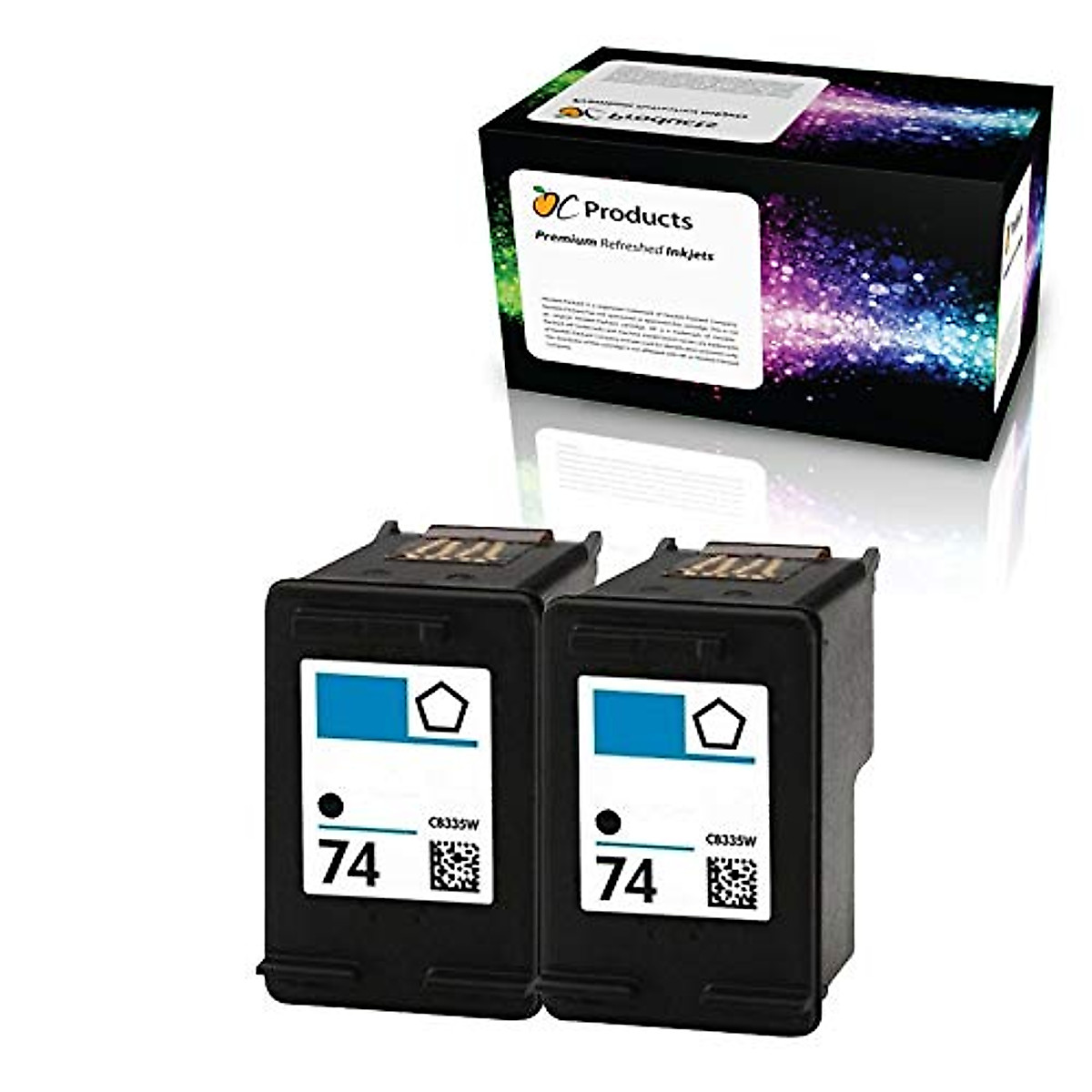 OCProducts Refilled Ink Cartridge Replacement for HP 74 for Officejet J6480 Photosmart C4400 C4380 C4500 Deskjet D4260 Printers (2 Black)