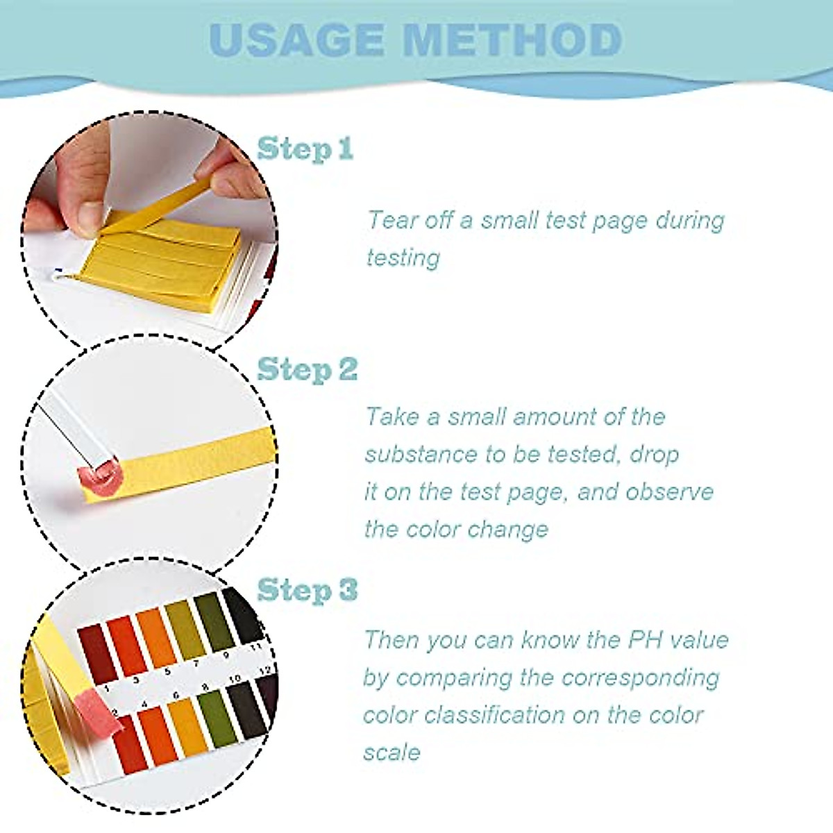 6 Packs pH.1-14 Litmus Strips Tester Paper, pH Test Strips, pH Extensive Test Paper for Water Saliva Urine Soil (6)