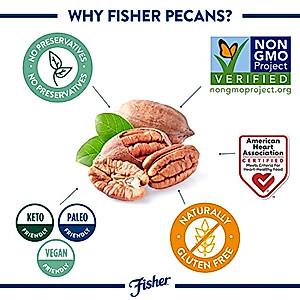 Fisher Chef's Naturals Pecan Halves 24oz (Pack of 1), Unsalted Raw Nuts for Cooking, Baking & Snacking, Vegan Protein, Keto Snack, Gluten Free