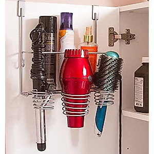 Home Intuition Hair Styling Station Organizer, Over The Cabinet Door (Silver)