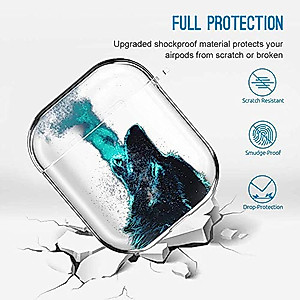 POKABOO for AirPods Case, Clear Soft TPU Protective Cover Case for AirPods 2 & 1 Wireless Charging Case Headphone Case with Keychain (Wolf)