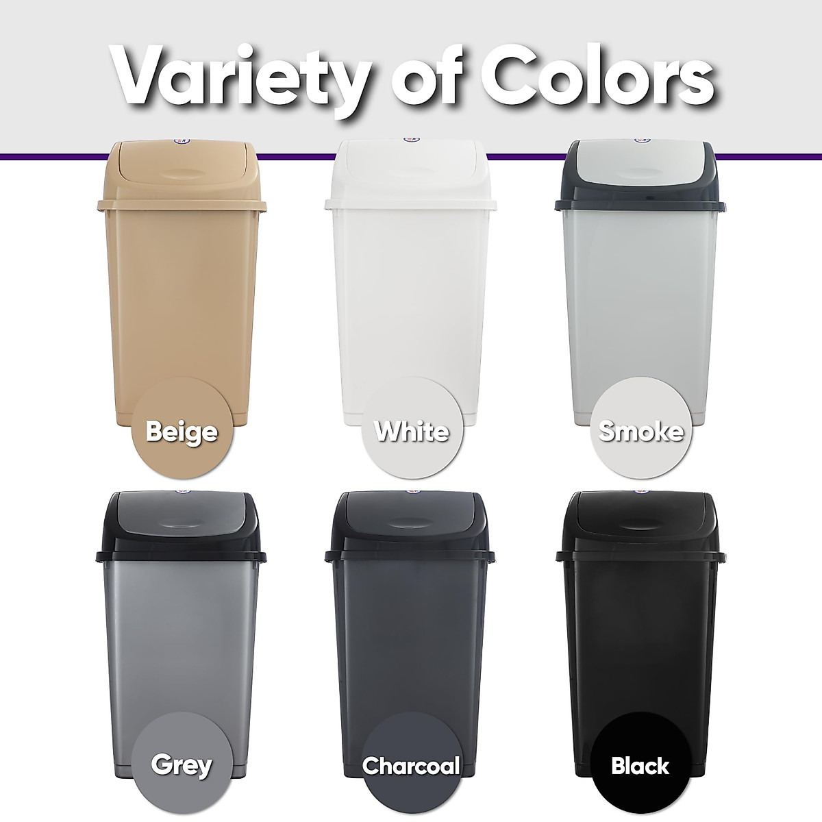 Superio Trash Can 13 Gallon Swing Lid 50 Liter, Black