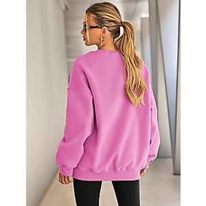 EFAN Preppy Clothes Sweatshirts Hoodies for Women Teen Girls Oversized Sweaters Cute Outfits 2023 Y2K Crew Neck Pullover Tops Pink