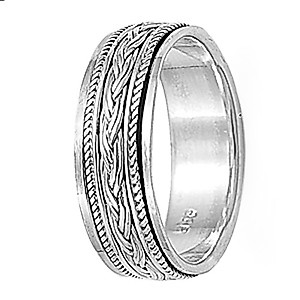 DoubleAccent Sterling Silver Braided Spinner Ring 8mm (Size 7 to 13) Size 8