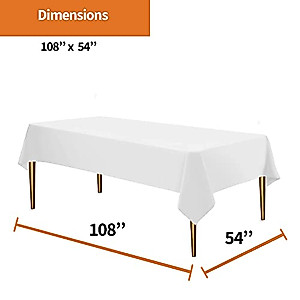 Party Dimensions White Disposable Plastic Tablecloth for Rectangle Tables (12 Pack) Table Cloths for Parties, Events & Weddings, Indoors & Outdoors, 54 x 108 inches, Plastic Table Cover