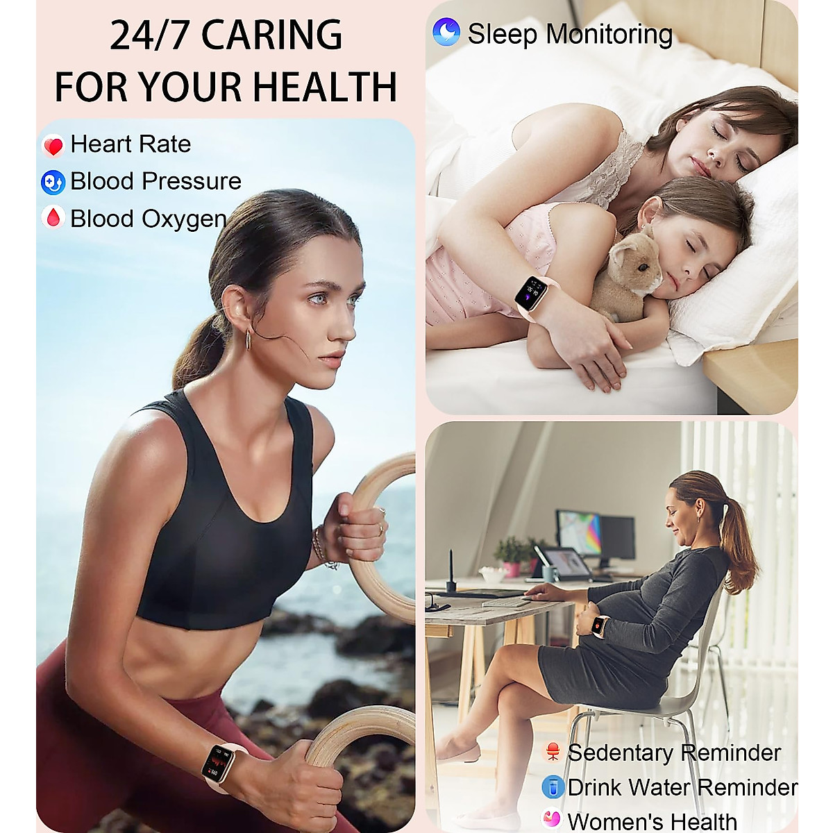 INNOFOVO Smart Watches for Women (Answer/Make Calls), 1.85" Smart Watch for Android iOS Phones Waterproof Smartwatch Fitness Tracker with Heart Rate Sleep Monitor Pedometer Fitness Watch, Gold