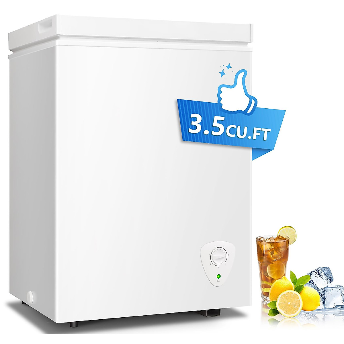 Chest Freezer, 3.5 Cu Ft Compact Deep Freezer With Fast Cooling & Convenient Pulley, Perfect for Kitchen Parlor, Small Freezer With Low Noise & Energy Saving, White