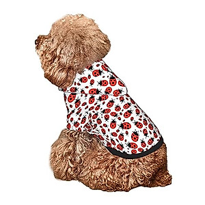 Dog Puppy Hoodies Colorful Ladybugs Sweatshirt Pet Hooded Coat Jackets Apparel for Small Dogs XX-Large