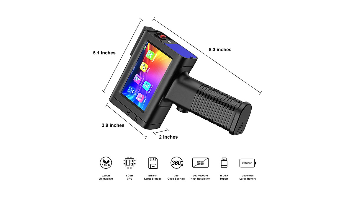UPRINTJET Handheld Inkjet Printer BT-HH6105B2 | Versatile Industrial ...