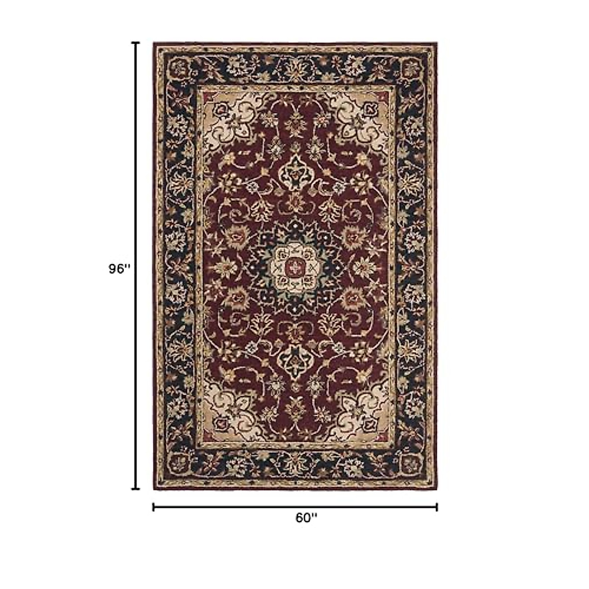 SAFAVIEH Classic Collection Area Rug - 5' x 8', Burgundy & Navy, Handmade Traditional Oriental Wool, Ideal for High Traffic Areas in Living Room, Bedroom (CL362A)