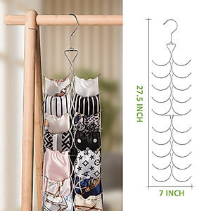 OMHOMETY Scarf Hanger for Closet, 20 Large Capacity Scarf Organizer, Space Saving Scarf Holder Hijab Rack Closet Organizers and Storage, Silver 1 Pack