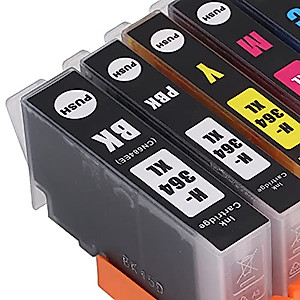 Hilitand Ink Cartridge Large Capacity Inkjet Cartridge Clear Fadeless Print Printer Cartridge for School, Office, Trading Firms (BK PBK C M Y 5 Colors)