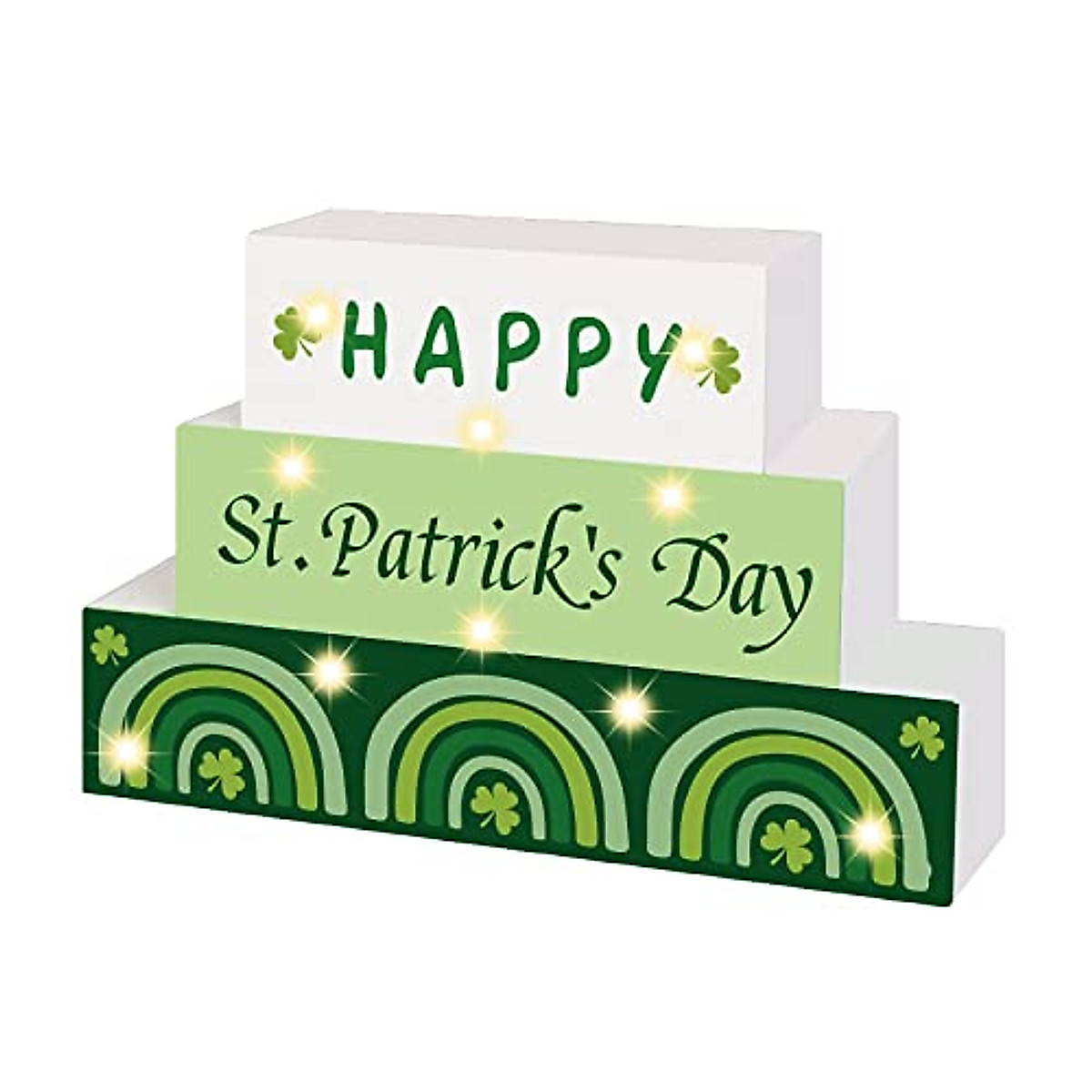 St Patricks Day Decorations, LED St Patricks Wood Block Sign, St Patrick Rustic Letters, Farmhouse Home Table Centerpiece Decor,St Patricks Day decor Tiered Tray, Tables, Mantel Decor,St Patricks Day Gift