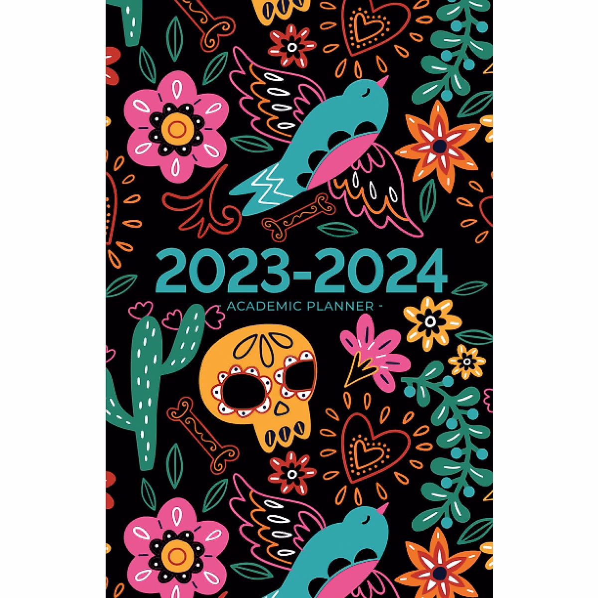 Academic Planner 2023-2024 Small | Dia De Los Muertos: July - June | Weekly & Monthly | US Federal Holidays and Moon Phases