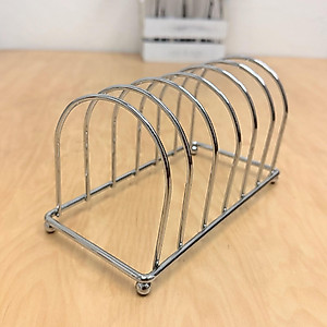 Supreme Housewares Toast Rack Stainless Steel Toast Holder Rack Round Ball Feet 6 Slice Slot Toast Rack Breakfast Carry Bread Loaf Slice Holder Stand Table Serving for Baking, Kitchen Supplies