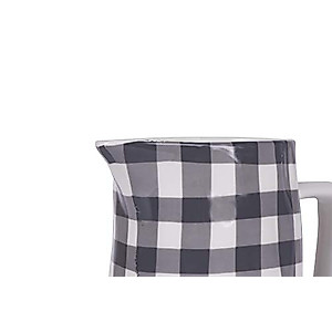 Creative Co-op DF0131 Black & White Gingham Stoneware Pitcher