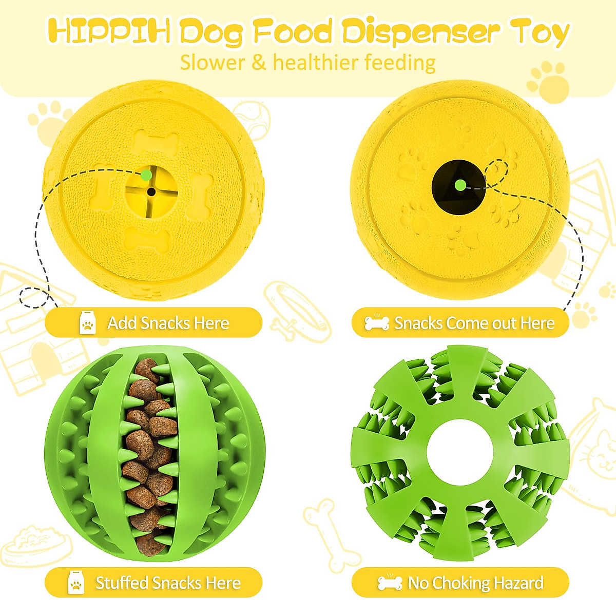 Dog Puzzle Toy 2 Pack, HIPPIH Interactive Dog Toys for Treat Dispensing, Durable Puppy Toys for Teething Small Dogs, Dog Treat Ball for Teeth / Slow Feeder/ IQ Training/ Playing