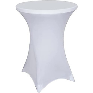 White Spandex Cocktail Table Cover - Fitted High Top Round Table Cloth - Round Tablecloth Covers for Bar Table Pub Table Round Kitchen Table High Top Table Bistro Table - Tables and Cocktails (2-Pack)