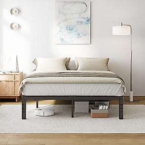 COMASACH Queen Bed Frame Heavy Duty,14" High Black Metal Platform Bed Frame,Sturdy Steel Frame,No Box Spring Needed,Noise-Free,Easy Assembly