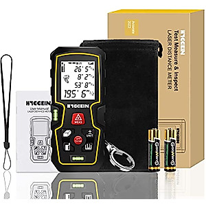 Laser Measurement Tool 196ft, HYGGEIN Laser Distance Measure, Laser Measuring Tape with Levels(M/in/Ft/Ft+in,±1/16in Accuracy), Pythagorean Mode, Distance, Area and Volume