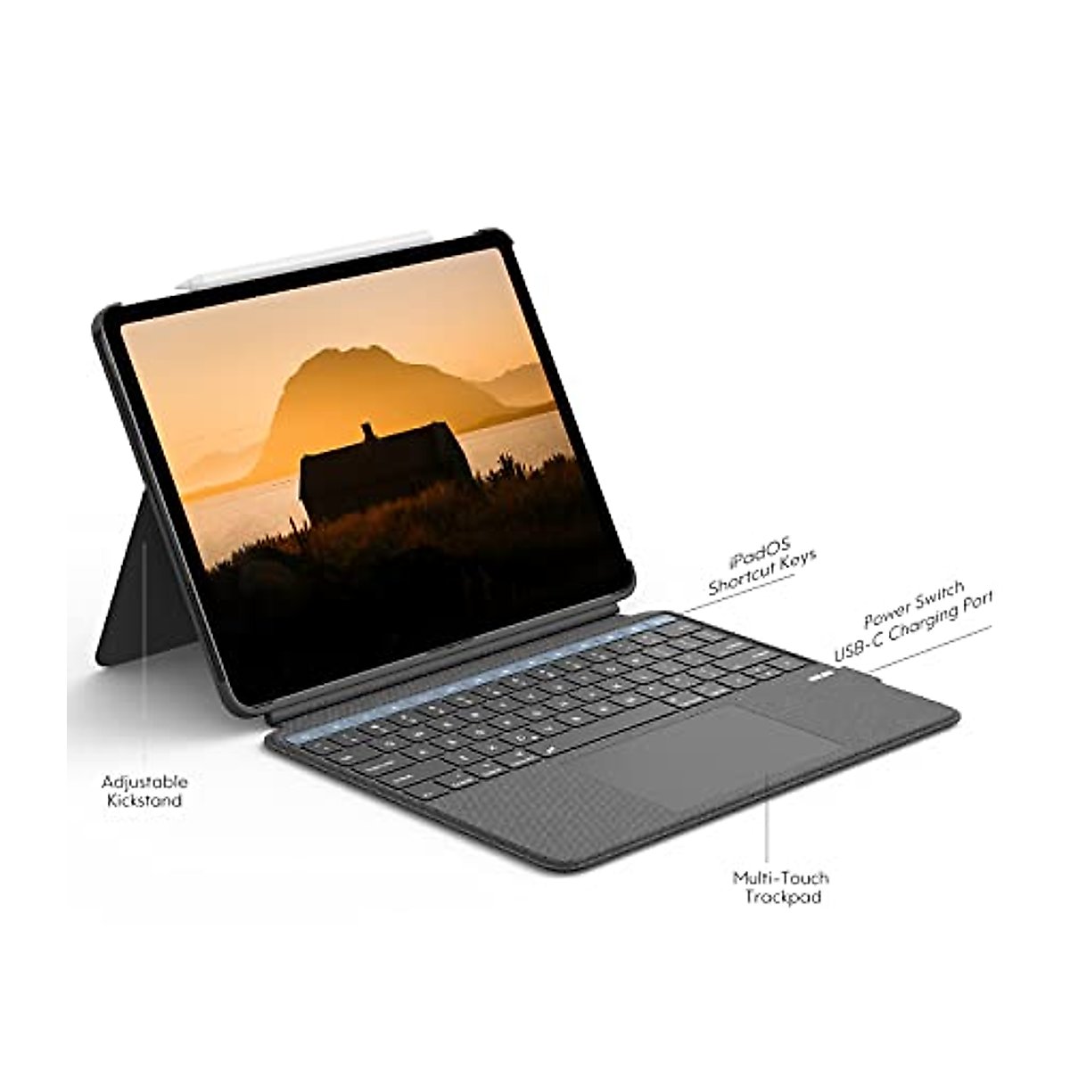 CHESONA Magnetic Detachable iPad Pro 12.9-inch (6th gen - 2022) Keyboard Case, Multi-Touch Trackpad, 7-Color Backlit, Magnetic Bluetooth Keyboard with Kickstand for iPad Pro 12.9 6th/5th/4th/3rd Gen