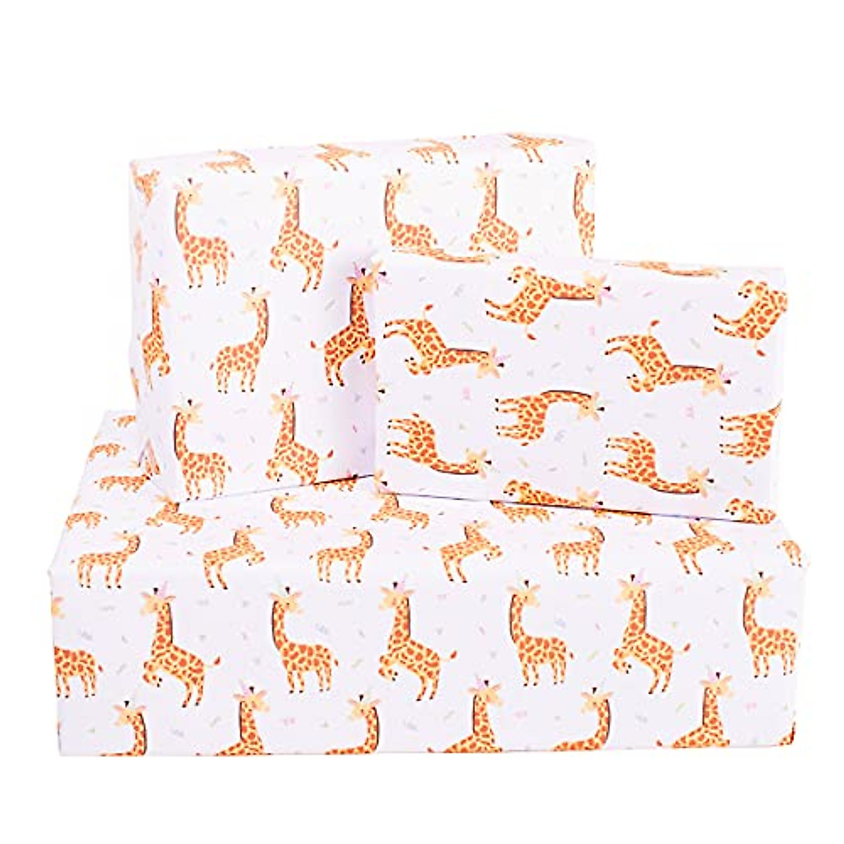 CENTRAL 23 - Wrapping Paper for Baby Boys - 6 Sheets of Birthday Gift Wrap for Girls - Giraffes - Animals - Recyclable
