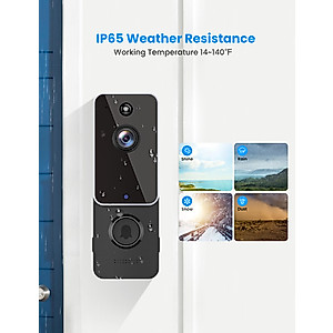 Aiwit Doorbell Camera Wireless, Indoor/Outdoor Surveillance Video Cam, Smart AI Human Detection, Live View, Included Chime Ringer, 2.4G WiFi, 2-Way Audio, Night Vision, Cloud Storage