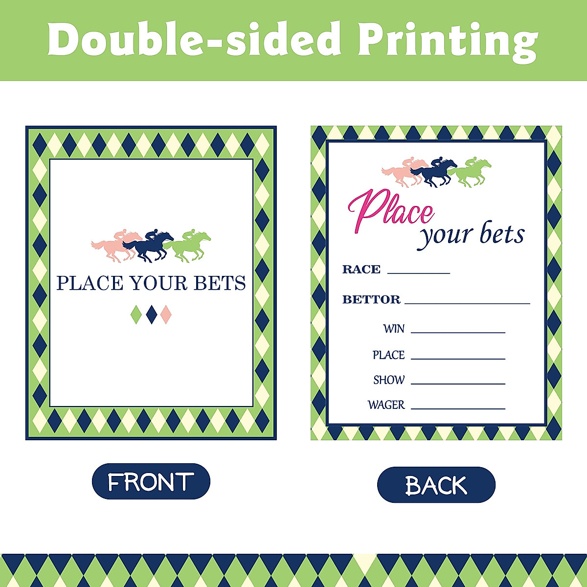 Haooryx 41Pcs Horse Derby Race Betting Cards Party Game Supplies Horse Derby Card for Guess Who Will Win, Play Your Horse Bet Card Win Place Show Ticket Jockey Club Invitation Card Guessing Horse Game