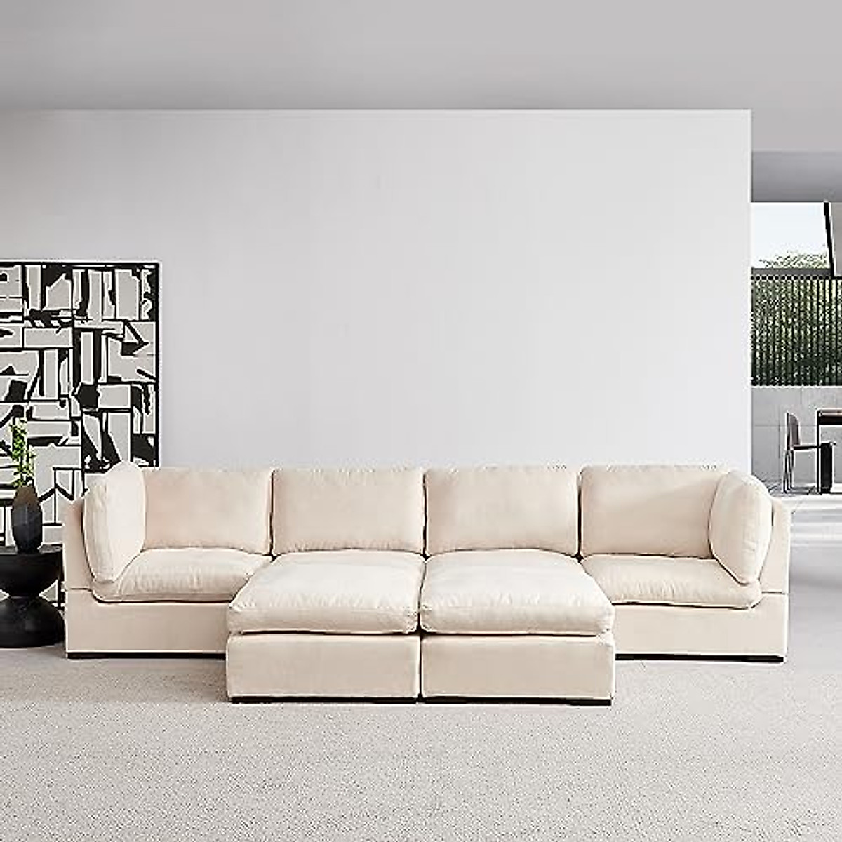 Oversized Modular Sectional Sofa Set,Extra Large U Shaped Convertible Couch with Reversible Chaise and Movable Ottoman,Free Combination Symmetrical Sofa&Couches Bed for Living Room Office