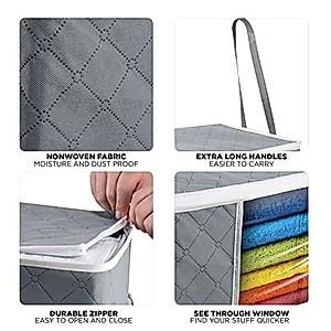 Clothes Storage Bag Large, clothing storage, blanket storage, clothes storage bags, Breathable and Moisture Proof, Clothes Storage Containers, Collapsible Storage Bins, Reinforced Handles - 4 Pack