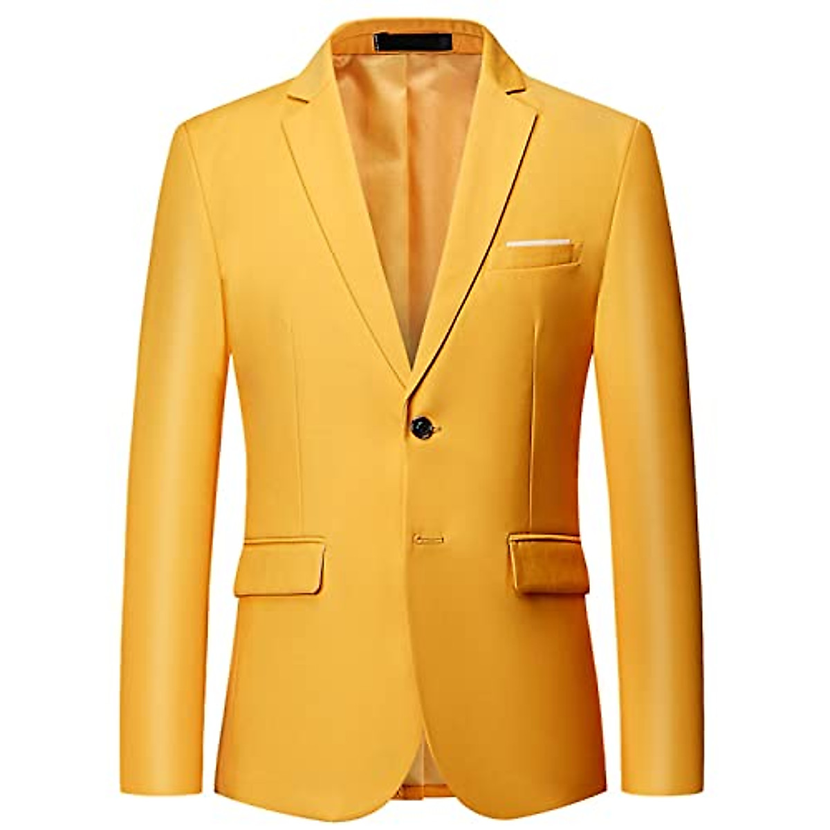 Mens Solid Slim Fit Blazer Jacket Two Button Notched Lapel Business Suit Classic Business Daily Party Sport Coat (Yellow,XX-Large)