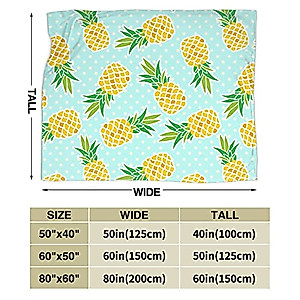 Perinsto Cute Pineapples Throw Blanket Ultra Soft Warm All Season Polka Dots Background Decorative Fleece Blankets for Bed Chair Car Sofa Couch Bedroom 50"X40"