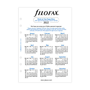 Filofax A5 Week on Two Pages English 2022 Diary