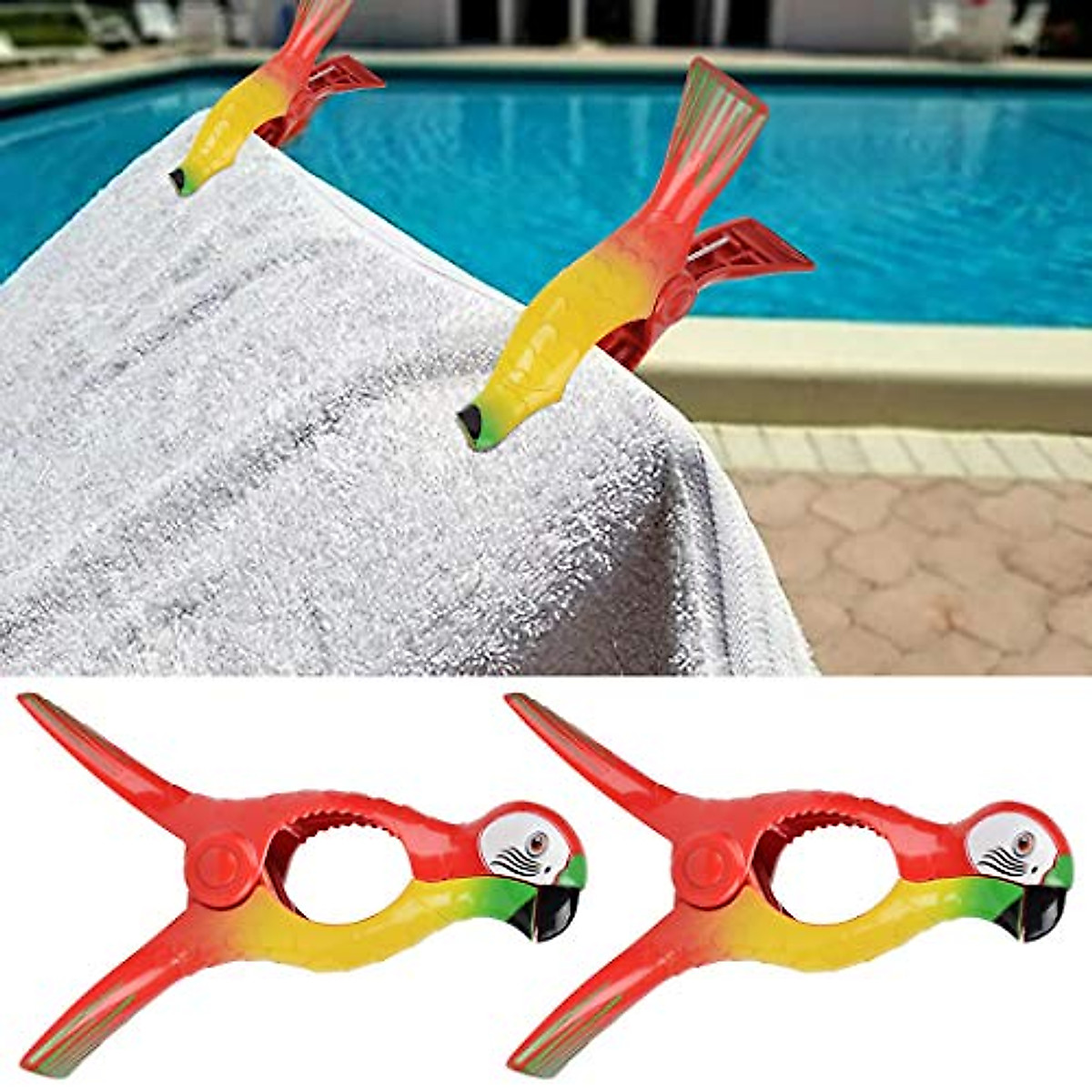 4 Pack Beach Towel Clips, Plastic Parrot Shaped Clips for Pool Chairs Patio and Chais for Cruise Ships Vacations Picnics and Home