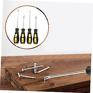 Uonlytech 4pcs Carpenter Hand Puller Metal Pry Bar Staple Removal Tools staple remover staple puller stapler remover tool carpet stretcher Upholstery staple nail rubber trolley office