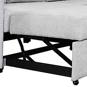 ERYE L-Shaped Pull Out Sleeper Couch Bed Velvet Tufted Upholstered Convertible Reversible Sleep Sectional Sofa with PullOut Sofabed for Living Room