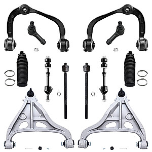 Detroit Axle - Front End 12pc Suspension Kit for 2WD 05-08 Ford F-150 Lincoln Mark LT [Base Payload] 4 Upper Lower Control Arms 2 Sway Bar Links 4 Tie Rods 2 Boots 2005 2006 2007 2008 Replacement