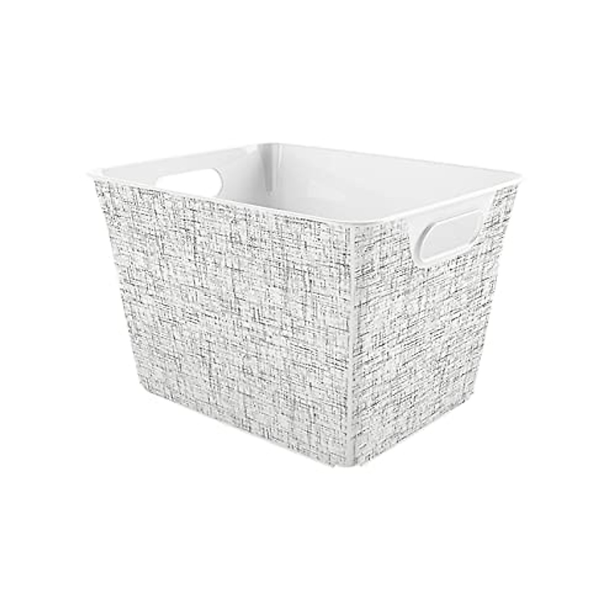 Curver Set of 6 Medium V Basket Decorative Plastic Organization and Storage Basket, White with Tweed Pattern