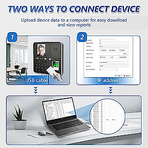 GELTTULU Fingerprint Time Clocks for Employees, 4 in 1 Attendance Machine with Fingerprint, Face, RFID and Password for Business and Office, 2.4 inch TFT LCD Scree