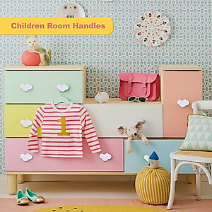 Mgoodoo Cloud Cartoon Kids Room Knob, 4.5cm Cute White Dresser Handles Soft Rubber Decor Pull for Door Wardrobe Toy Organizer Box Bookcase Bedroom Single Hole