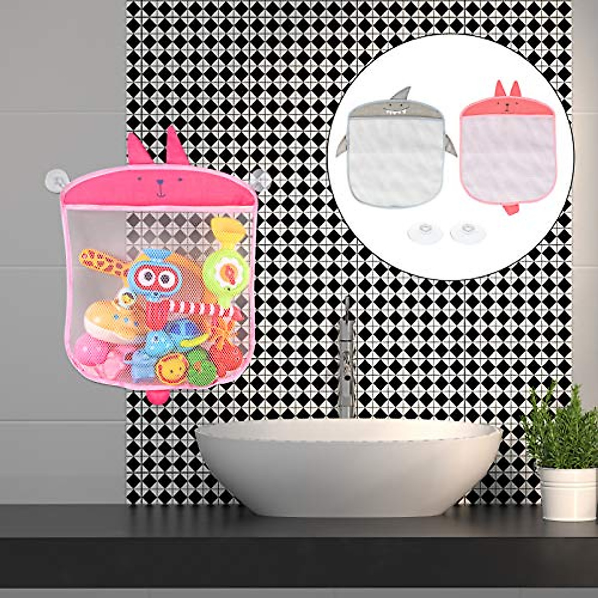 Kisangel 2pcs Baby Toy Storage Bag Hanging Bath Toy Storage Bath Toy Organizer Mesh Net Bin Baby Bathtub Game Holder Bathroom Wall Mounted Storage Tray Bag Shower Caddy