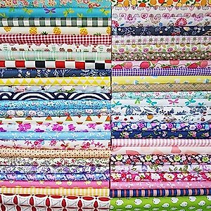 levylisa Pre Cut Assorted Printed Cotton Fabric Patchwork Fabric Quarter Bundle Patchwork Quilting Fabric Sets Sewing Fabric Patchwork Flower Dots DIY Quilting Handmade Craft 11.8” x 11.8”
