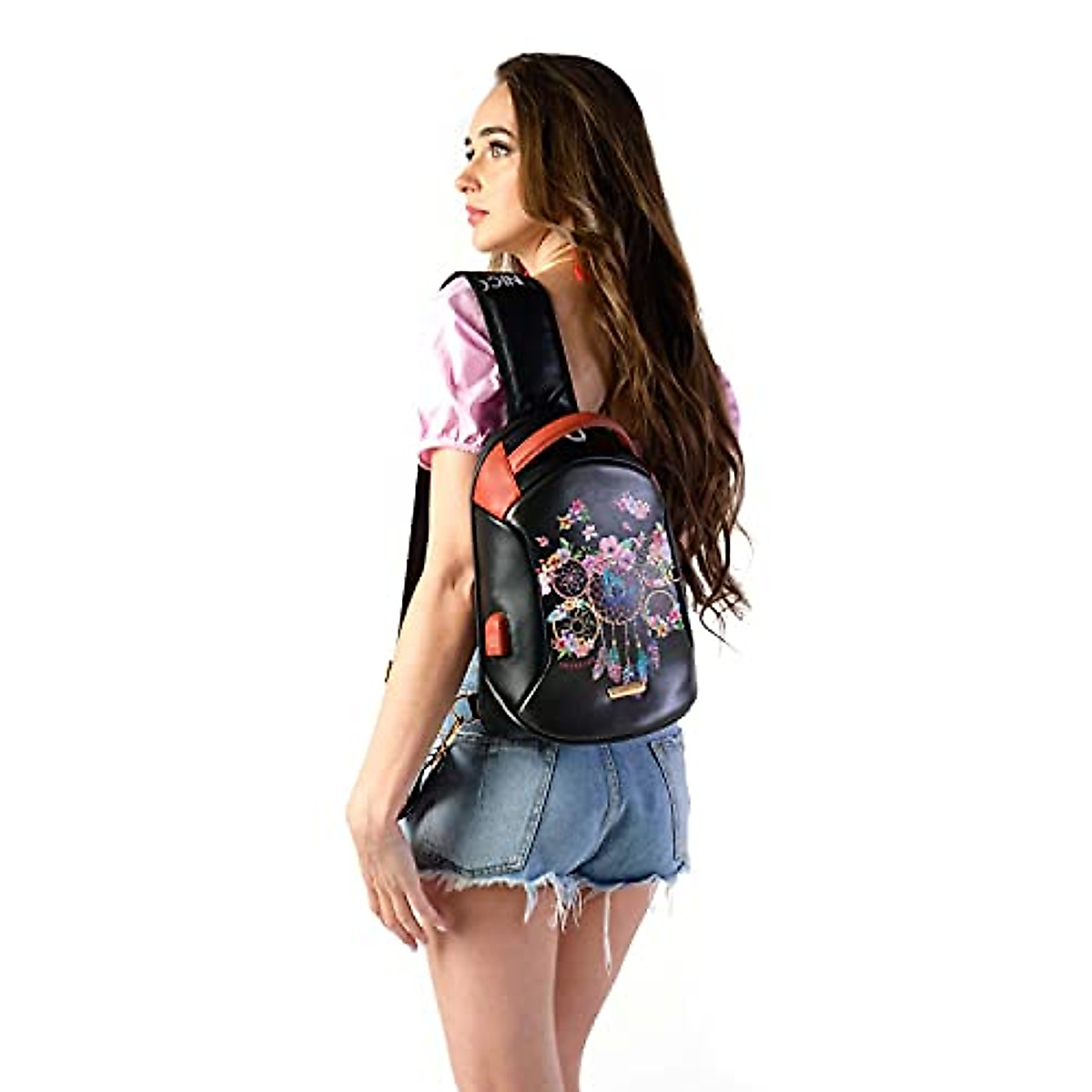 Nicole Lee Sling Backpack with USB Charging and Earphone Ports (JOURNEY OF STEPHANIE)