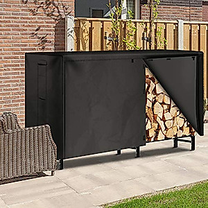 Amagabeli Firewood Rack Outdoor Black 4ft Bundle Amagabeli Firewood Rack with Cover Outdoor Black 8ft