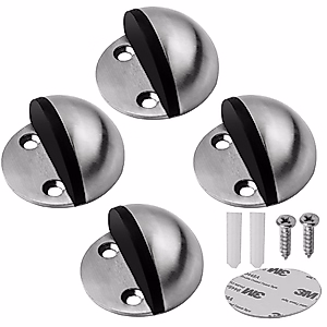 Techoln 4 Pack Door Stoppers, 3M Adhesive Door Holder Door Stop, Stainless Steel Door Stop for Home Hotel, Snowboard Hanger, No Need to Drill Floor Door Stop