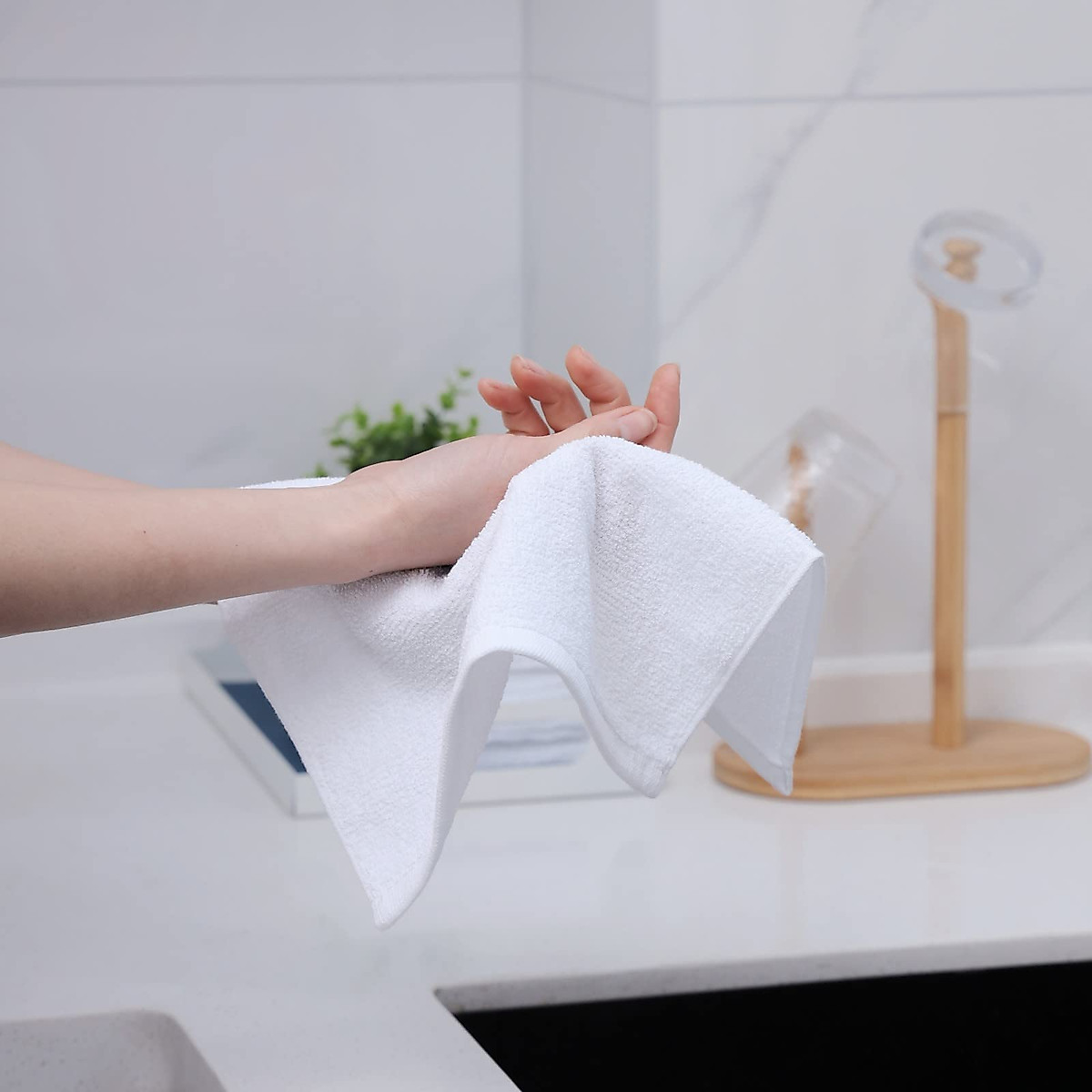 comgloe Kitchen Dish Cloth Pack of 8,100% Cotton 10x11 Inches Absorbent Reusable Dish Towels