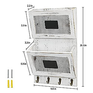 Mail Holder for Wall with Key Hook, Mail Organizer Wall Mount with Key Holder, Hanging Mail Organizer Wall, Key and Mail Holder for Wall Organizers and Storage