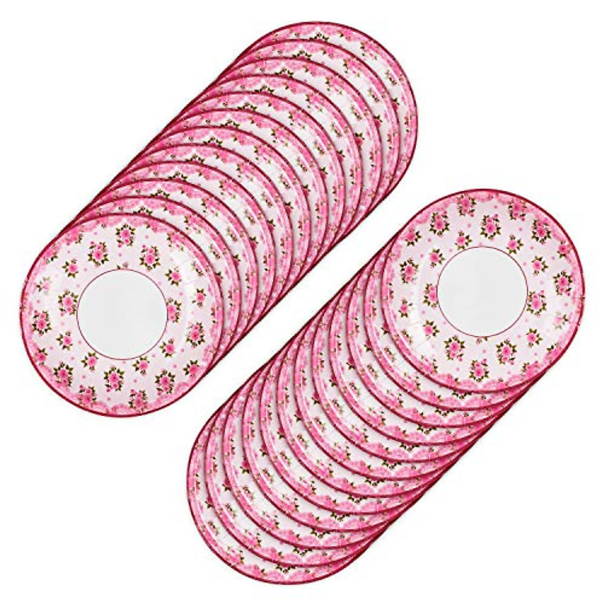 Royal Bluebonnet Rose Paper Tea Cups for Tea Party - 24 Disposable Tea Cups, Plates, and Napkins for Hot & Cold Drinks great for Easter, Mother's Day, Princess and Spring Little Girls Parties