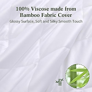 LAVANCE 100% Viscose Made from Bamboo Comforter Queen Size Lightweight Silky Down Alternative Duvet Insert All Season Soft Comforter - White, 90x90 Inches