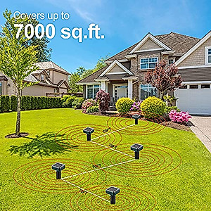 Mole Repellent Solar Powered 4 Pack, Waterproof Gopher Repellent Ultrasonic Solar Powered for Lawn, Vole Repellent Chipmunk Repellent Outdoor, Groundhog Chipmunk Repeller, Snake Repellent for Yard